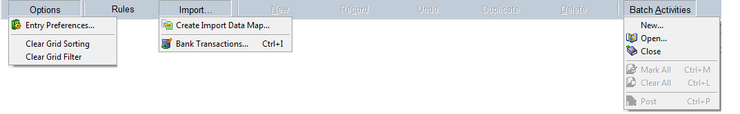 Batch Menu - FarmBooks Accounting Software